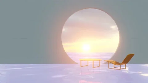 3D animation of a wooden table and chair... | Stock Video | Pond5