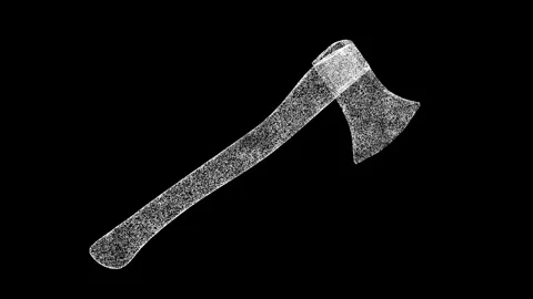 3D axe rotates on black bg. 3d animation... | Stock Video | Pond5