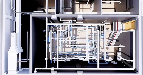 3D BIM model of the floor plan of a buil... | Stock Video | Pond5