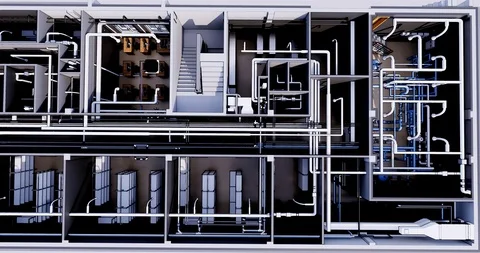 3D BIM model of the floor plan of a buil... | Stock Video | Pond5