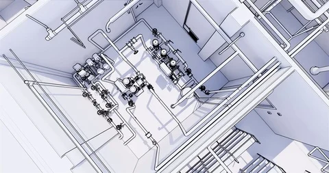 3D BIM model of the floor plan of a buil... | Stock Video | Pond5