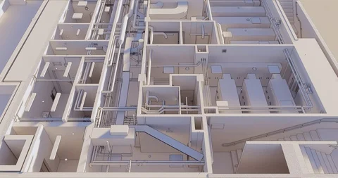 3D BIM model of the floor plan of a buil... | Stock Video | Pond5