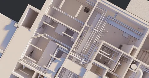 3D BIM model of the floor plan of a buil... | Stock Video | Pond5