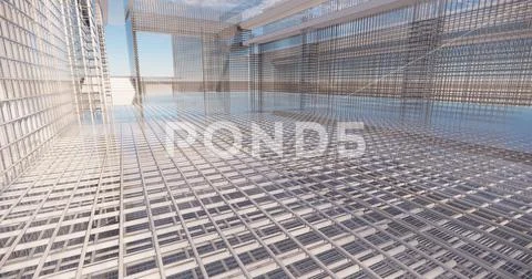 3D BIM model of reinforcement framework of the building Illustration ...