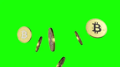 3D Bit Coin appear and Spinning Green Sc... | Stock Video | Pond5
