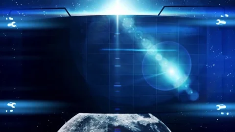 3D Black Screen Monitor on The Moon Intr... | Stock Video | Pond5