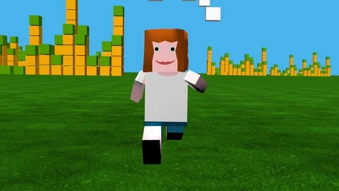 3D block styled game character running t... | Stock Video | Pond5
