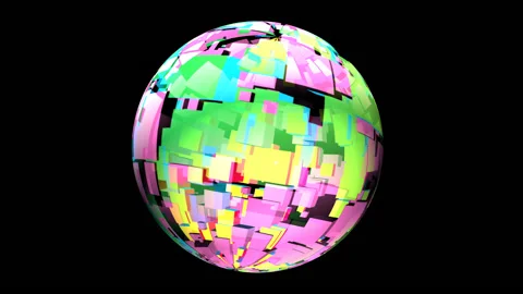 3D blocks pixels on rotating sphere | Stock Video | Pond5