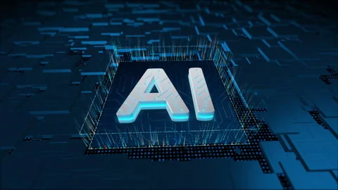 3D blue AI letter with circuit board and... | Stock Video | Pond5