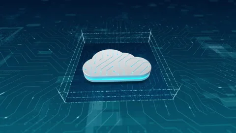 3D blue cloud computing logo and particl... | Stock Video | Pond5