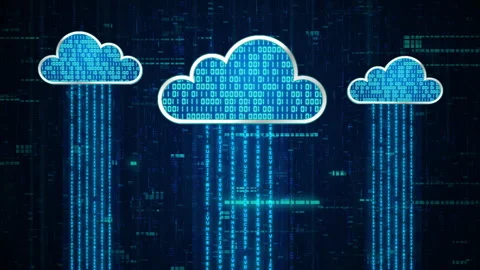 3D blue cloud system with binary code en... | Stock Video | Pond5