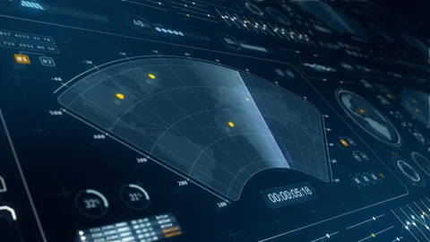 3D blue color sonar radar screen with fu... | Stock Video | Pond5