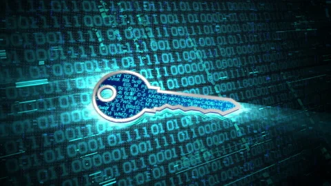 3D blue digital key glowing shining with... | Stock Video | Pond5