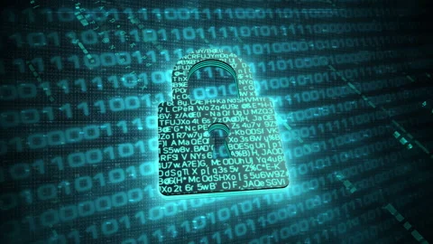 3D blue digital lock glowing shining wit... | Stock Video | Pond5