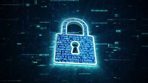 3D blue digital lock glowing shining wit... | Stock Video | Pond5