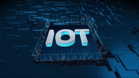 3D blue IOT letter and particles with ci... | Stock Video | Pond5