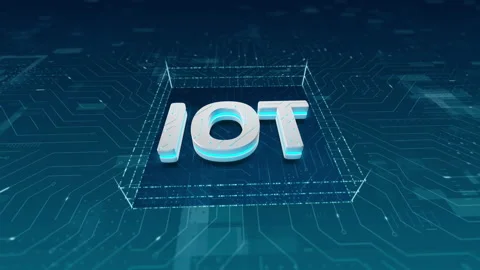 3D blue IOT letter and particles with ci... | Stock Video | Pond5
