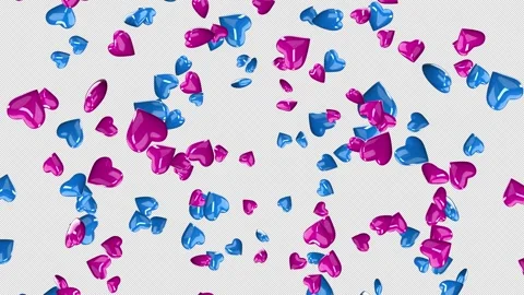3D Blue Pink Hearts Falling Animation fo... | Stock Video | Pond5