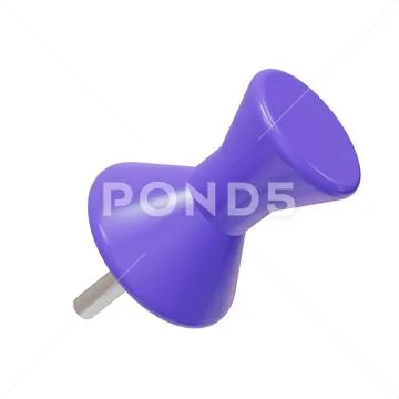 3D Blue Push Pin. Drawing Pin. Isolated on white background. 3D ...