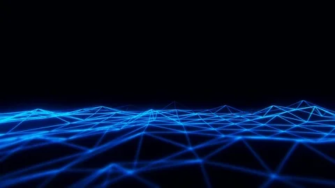 3D Blue Wireframe Grid Landscape Graphic... | Stock Video | Pond5