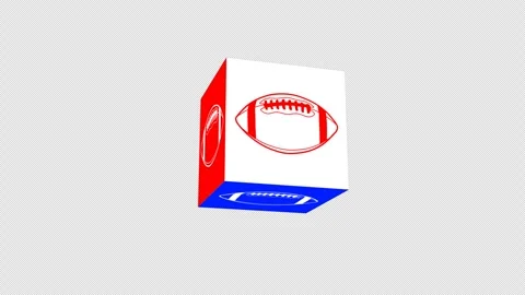 3d Box Cube Rotating American Football A... | Stock Video | Pond5