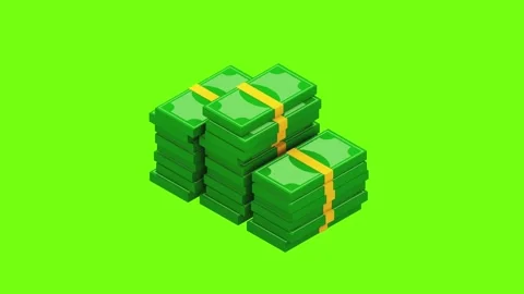 3D bundle money icon animation on green ... | Stock Video | Pond5