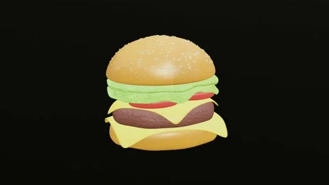3D burger falling animation on black scr... | Stock Video | Pond5