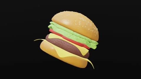 3D burger rotating on black screen or ch... | Stock Video | Pond5