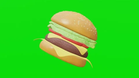 3D burger rotating on green screen or ch... | Stock Video | Pond5