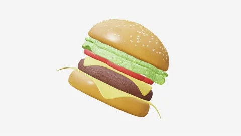 3D burger rotating on white background f... | Stock Video | Pond5