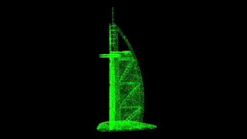 3D Burj Al Arab rotates on black bg. Dub... | Stock Video | Pond5