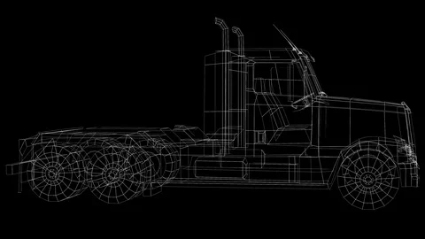 3D Car Heavy Truck Wireframe 4K | Stock Video | Pond5