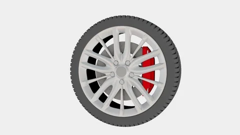 3D car wheel rotates on white background | Stock Video | Pond5