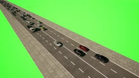 3D Cars, Heavy Two-way traffic flow, Gre... | Stock Video | Pond5