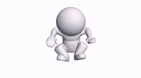 3D cartoon character jump to sit down,co... | Stock Video | Pond5