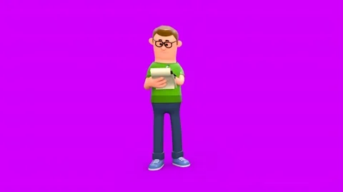 3D Cartoon Man Making Notes and Writing ... | Stock Video | Pond5