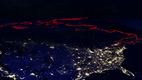 3D CGI Night Map of Canada With Mountain... | Stock Video | Pond5