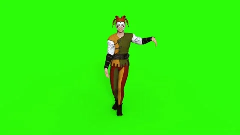 3d character jester dancing, green scree... | Stock Video | Pond5