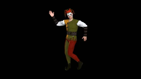 3d character jester dancing, transparent... | Stock Video | Pond5