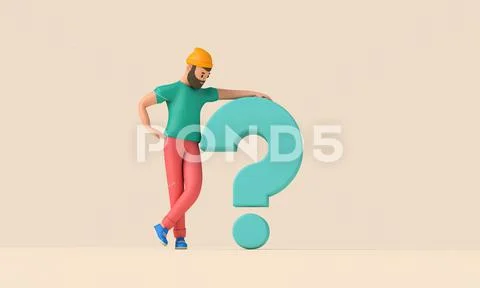 3D character with a question mark symbol. 3d rendering ~ Clip Art ...