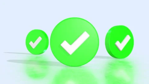 3D Check Mark Icons on a Reflective Floo... | Stock Video | Pond5