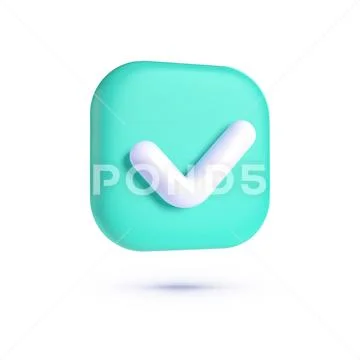 3d check mark for web background design. Check mark 3d. 3d button on ...