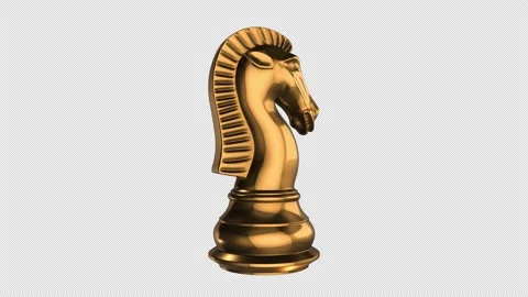 3d chess pieces knight rotating on alpha... | Stock Video | Pond5