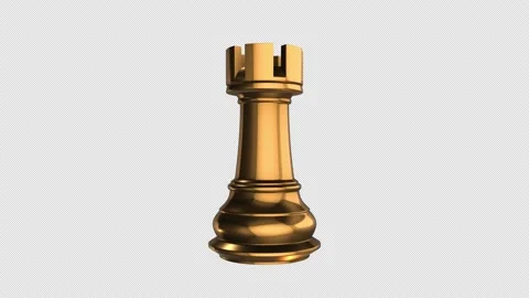 3d chess pieces rook rotating on alpha c... | Stock Video | Pond5