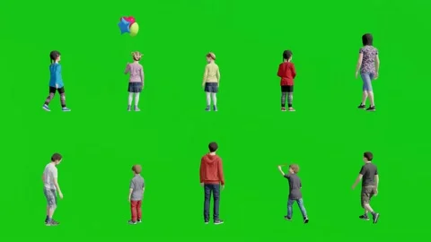 3D children on green screen background c... | Stock Video | Pond5