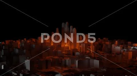3d city with bright red flashes on a dark background: Royalty Free ...