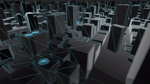 3D City Map Blue Wireframe rotation | Stock Video | Pond5
