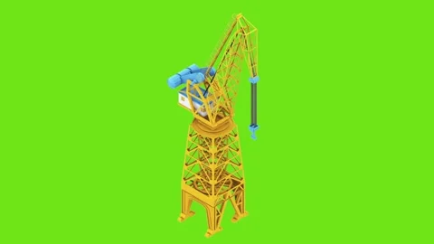 3D Crane icon . Animation on green Backg... | Stock Video | Pond5