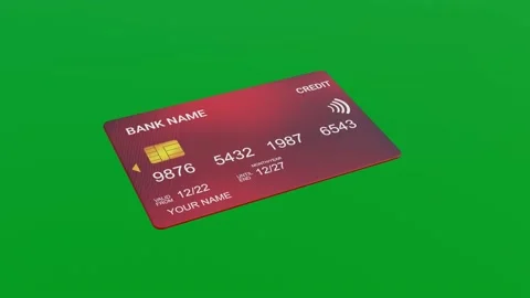 3D CREDIT card spinning on green screen ... | Stock Video | Pond5