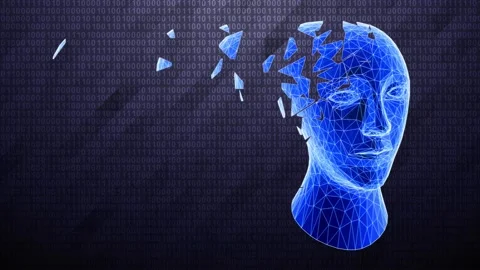 3D crumbling human head isolated on bina... | Stock Video | Pond5